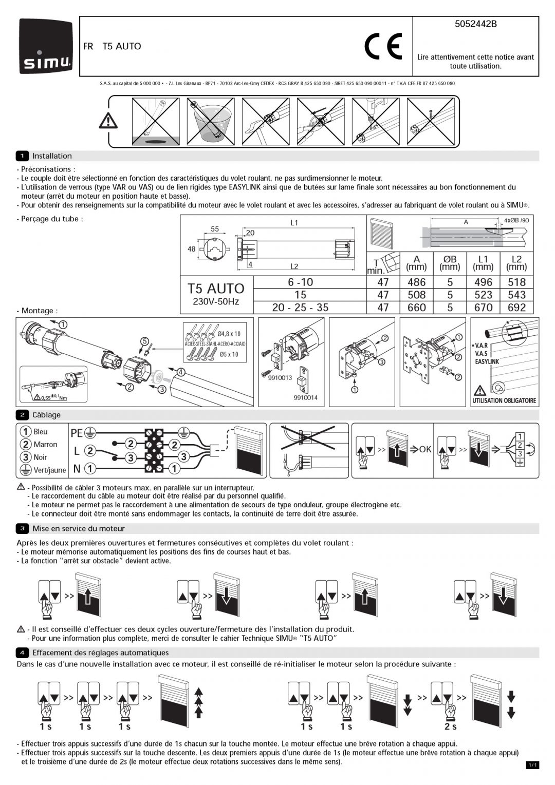 Moteur SIMU T5 Auto - RUFALEX Rollladen-Systeme AG