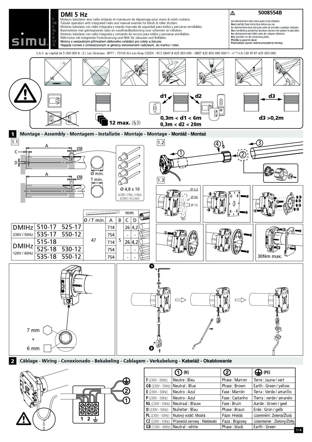 Moteur SIMU T5 - T6 DMI Hz - RUFALEX Rollladen-Systeme AG
