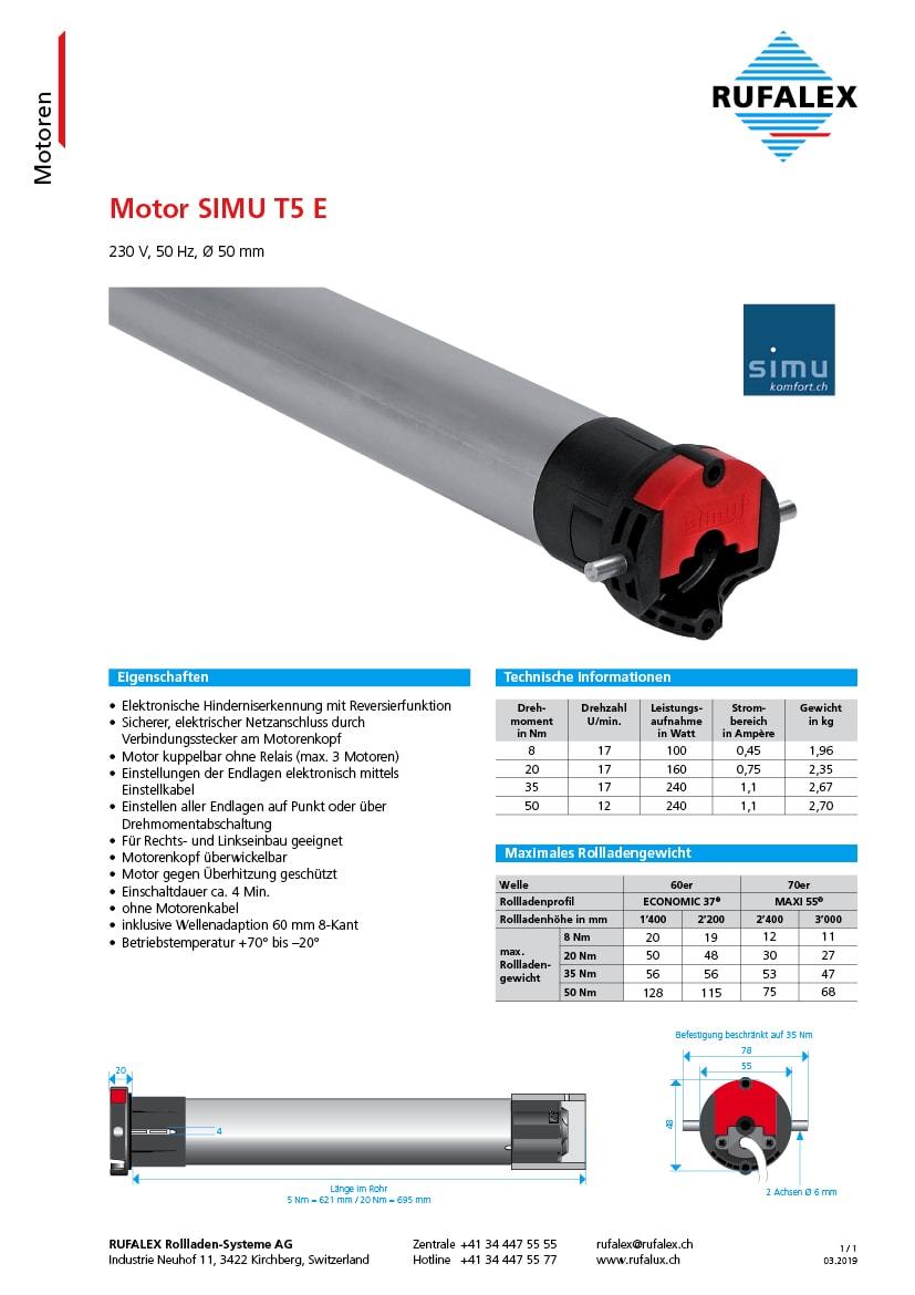 Motor SIMU T5 E - RUFALEX Rollladen-Systeme AG