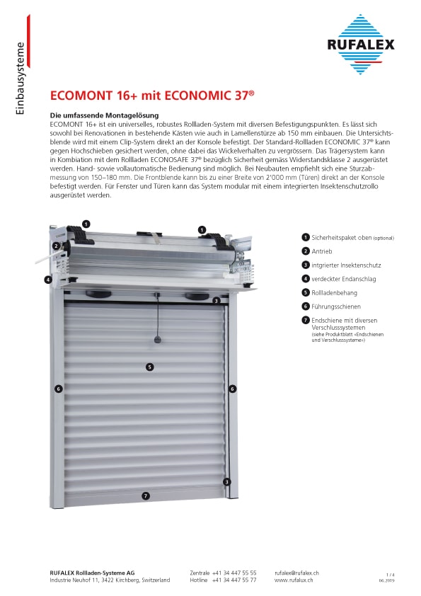 ECOMONT 16+ ECONOMIC 37 - RUFALEX Rollladen-Systeme AG