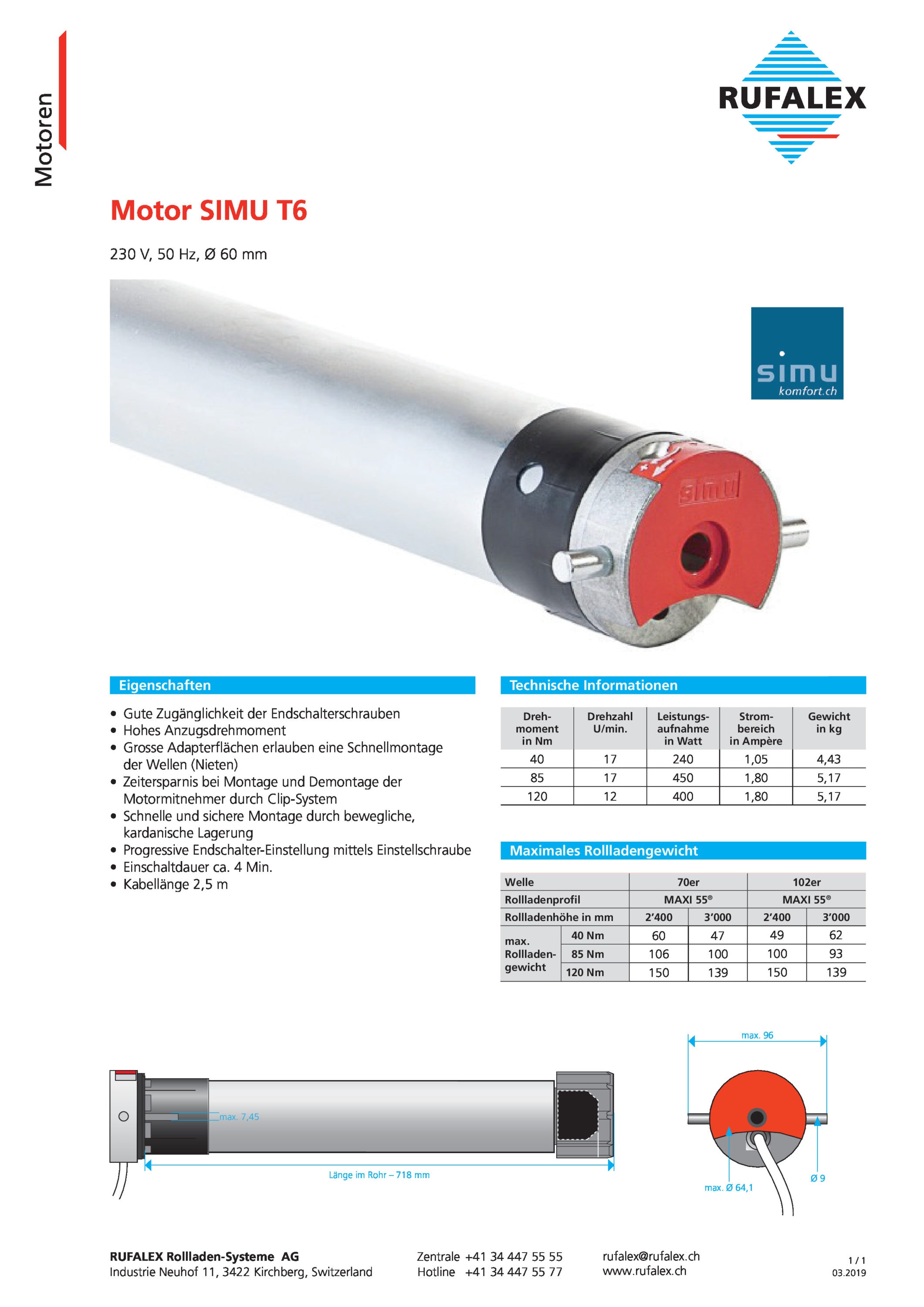 Motor SIMU T6 - RUFALEX Rollladen-Systeme AG