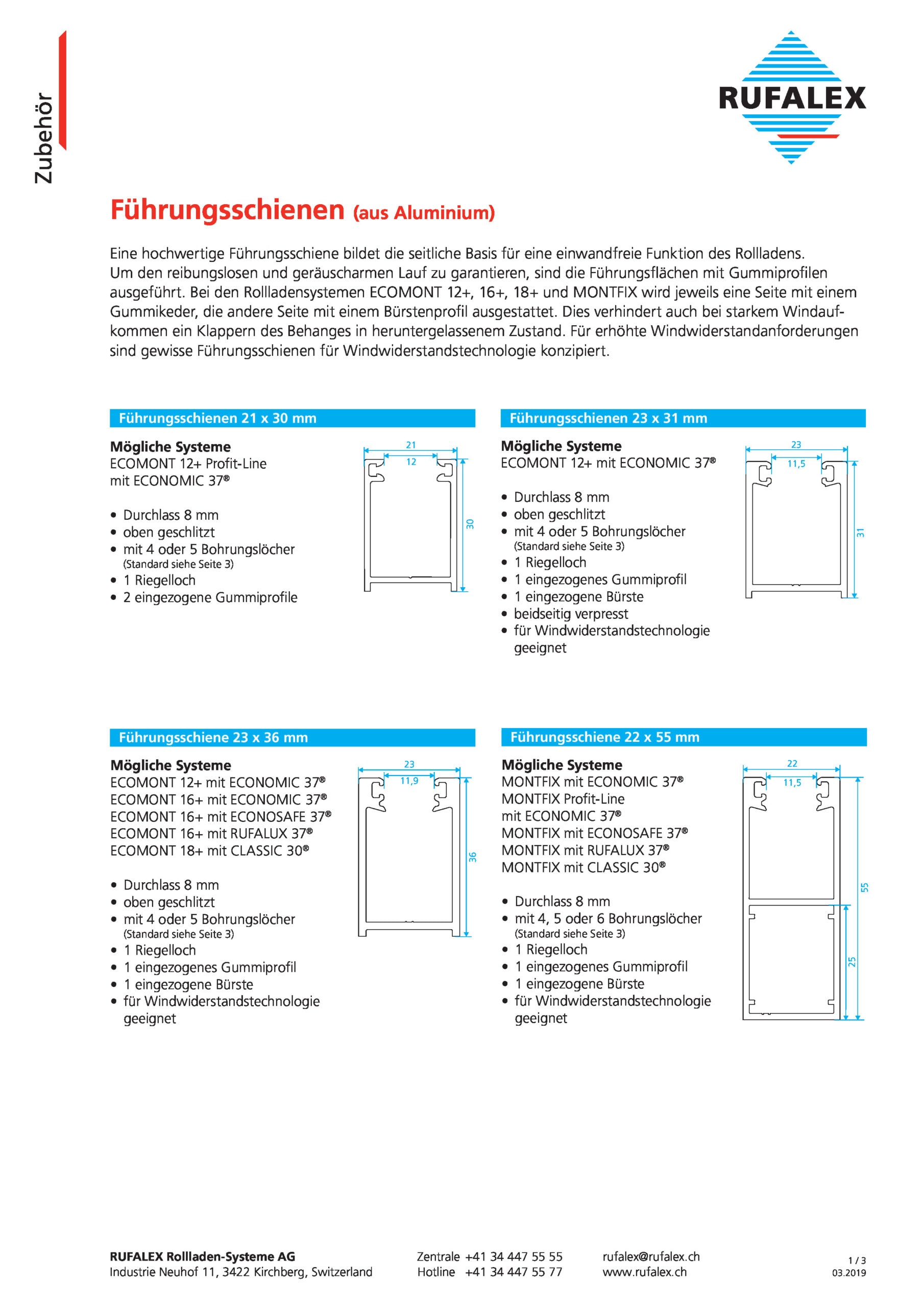 Führungsschienen - RUFALEX Rollladen-Systeme AG